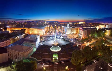 Обои небо дома вечер крыши панорама Украина Киев вид на город