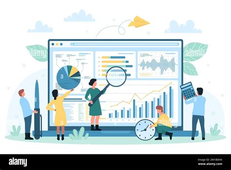 Data Monitoring And Analysis On Desktop Vector Illustration Cartoon