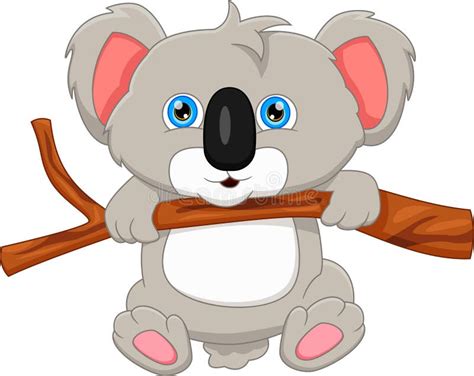 Dibujos Animados Koala Lindo En Un Fondo Blanco Ilustración del Vector