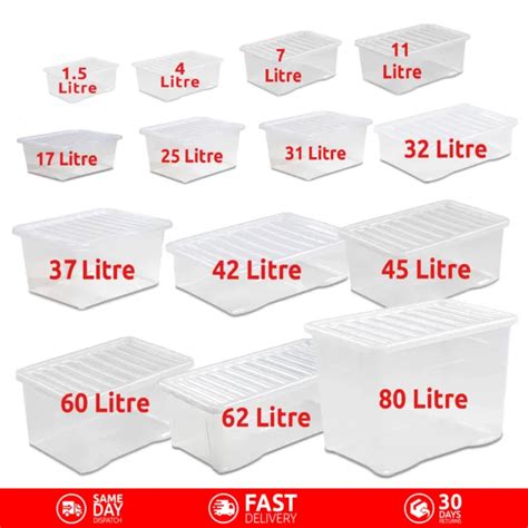 Clear Plastic Storage Box Stackable Boxes With Lids Underbed Office