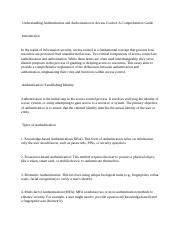 Understanding Authentication And Authorization In Access Control Docx Understanding