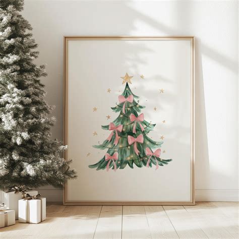 Coquette Christmas Tree Christmas Pink Bow Poster Girly Christmas