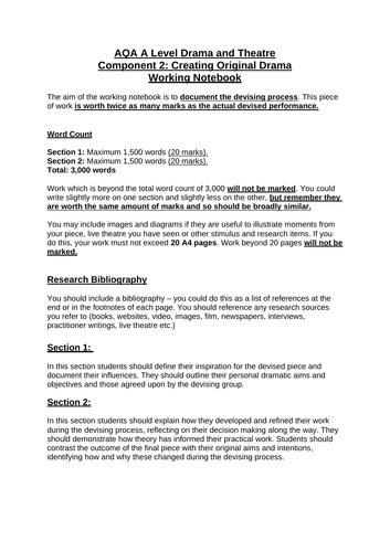 Aqa Ks5 Working Notebook Guidance And Structure Document Teaching