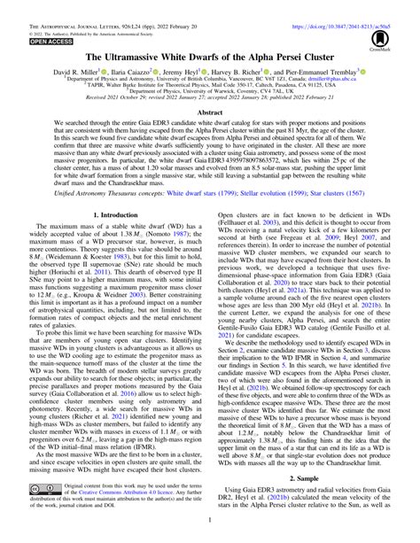 Pdf The Ultramassive White Dwarfs Of The Alpha Persei Cluster