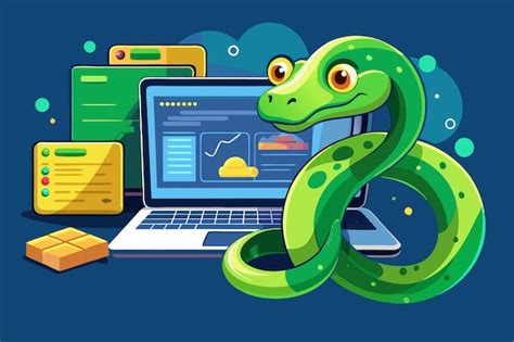 Illustration Vectorielle Du Codage Python Vert Mignon Sur Lordinateur