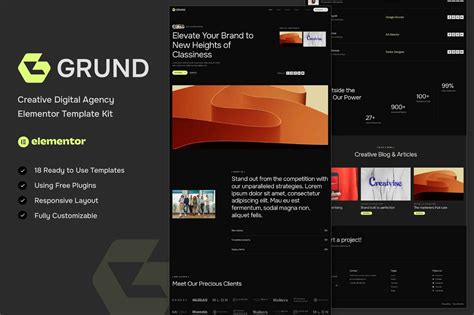 Grund Creative Digital Agency Elementor Template Kit Latest Wp Nulled