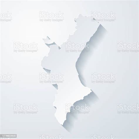 빈 배경에 종이 절단 효과가있는 발렌시아 커뮤니티지도 발렌시아 자치 정부에 대한 스톡 벡터 아트 및 기타 이미지 발렌시아