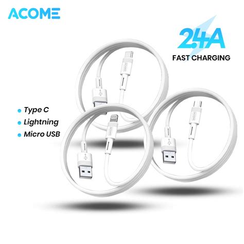 Jual Acome Data Cable Micro Usb Type C Lightning Original Fast Charging A Cm Garansi Resmi