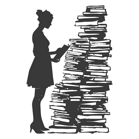Premium Vector Silhouette Librarian In Action Full Body Black Color Only