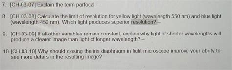 Solved 7 [ch 03 07] Explain The Term Parfocal 8
