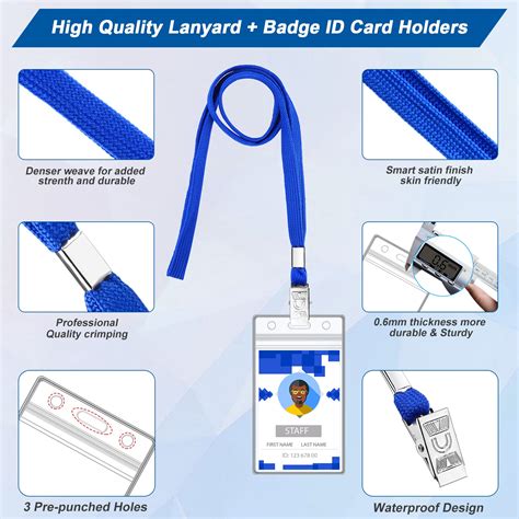 100 Sets Lanyards For Id Badges And Clear Plastic