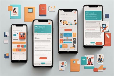 Premium Ai Image A Set Of Smartphone Mockups For A Language Learning Platform Showcasing