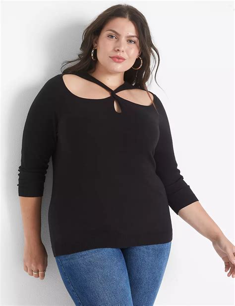 Fitted Three Quarter Sleeve Twist F Lanebryant