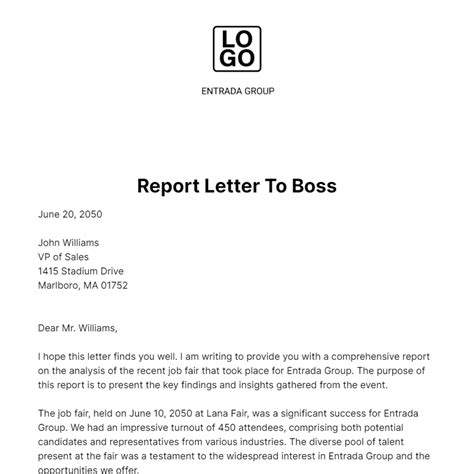 Free Report Letter To Boss Edit Online And Download