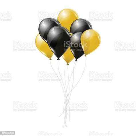 흰색 배경에 검은 색과 노란색 투명 헬륨 풍선 풍선에 대한 스톡 벡터 아트 및 기타 이미지 풍선 금색 노랑 Istock
