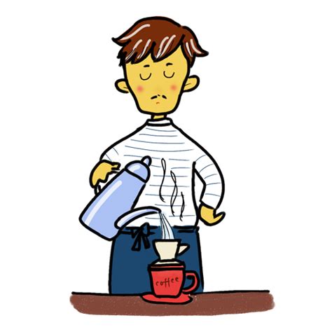 コーヒーを淹れる男｜フリーのイラスト素材「もってけ画廊」