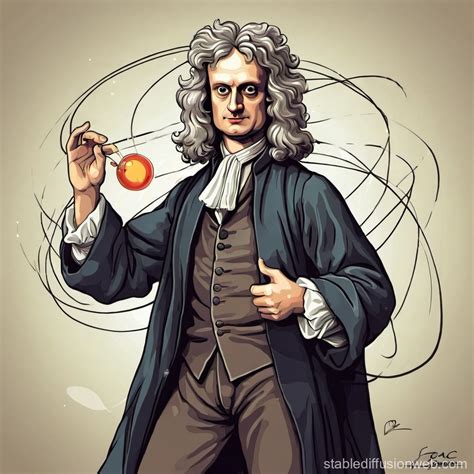 Cartoon Isaac Newton Wielding Digital Art Power Stable Diffusion Online