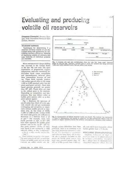 Cronquist C Evaluating And Producing Volatile Oil Reservoirs Pdf