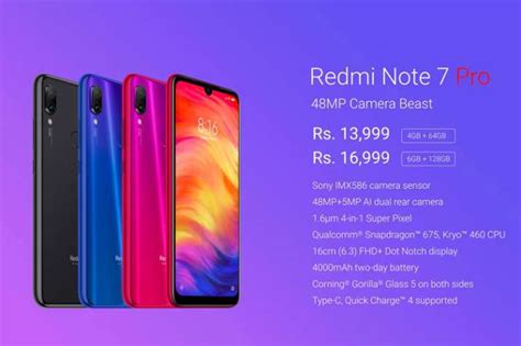 Xiaomi Redmi Note 7 Pro Launched In India Price Specifications And More Technology News