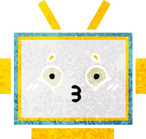 Cabeza De Robot De Dibujos Animados De Estilo De Ilustración Retro
