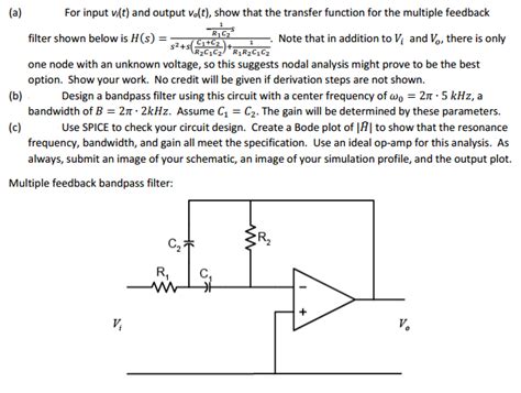 Solved For Input V I T And Output V O T Show That The Chegg