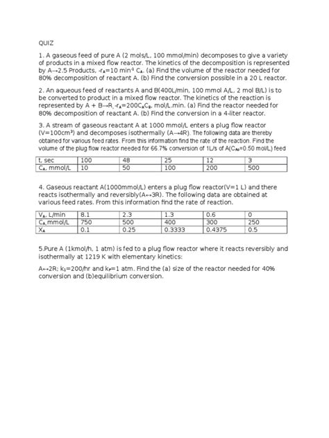 Reaction Kinetics Sample Problems Pdf
