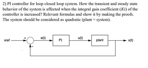 Solved PI Controller For Loop Closed Loop System How The Chegg Com