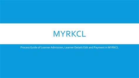 Pdf Myrkcl Mewar Education · Process Guide For Online Admission