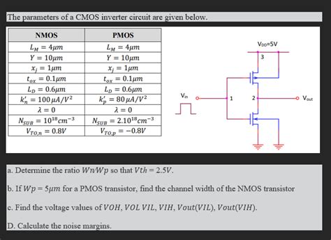 The Parameters Of A CMOS Inverter Circuit Are Given Chegg