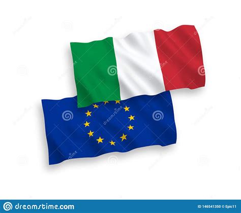 Banderas De Italia Y De La Uni n Europea En Un Fondo Blanco Ilustración
