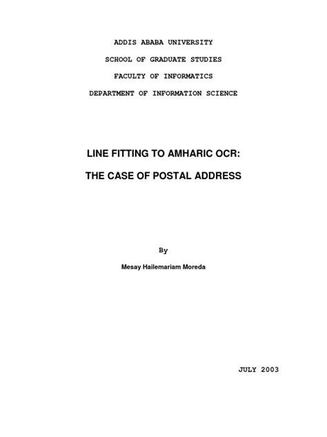 Amharic Ocr Pdf Optical Character Recognition Image Segmentation