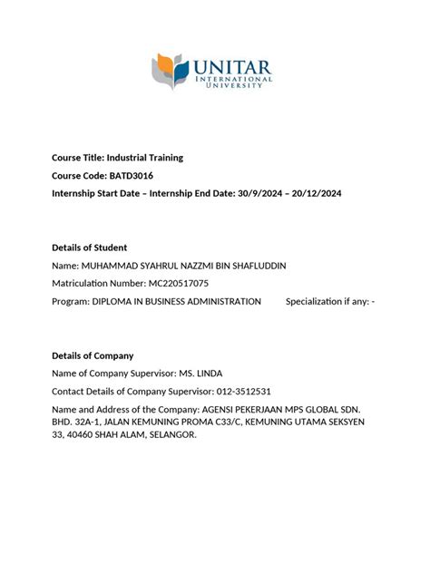 Internshiplogbookweek1 Pdf