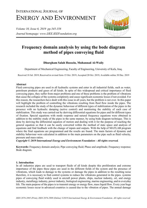 Pdf Frequency Domain Analysis By Using The Bode Diagram Method Of Pipes Conveying Fluid