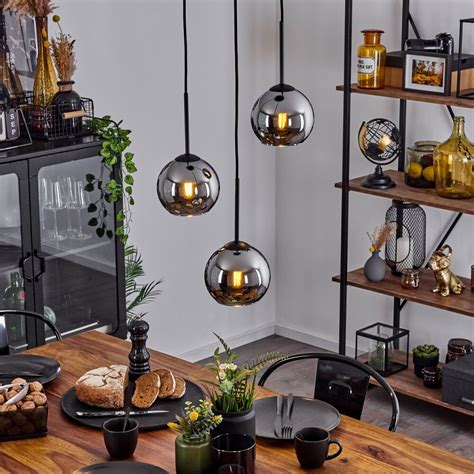 Koyoto Hängeleuchte Glas cm Chrom Rauchfarben H lampe de