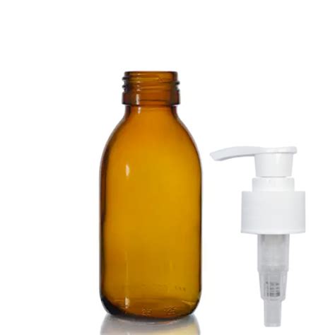 125ml Amber Glass Medicine Bottle With Lotion Pump Ampulla