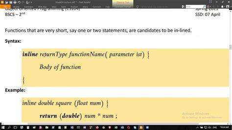 Lecture 12 Oop Inline Functions And Passing Arguments To Functions Youtube