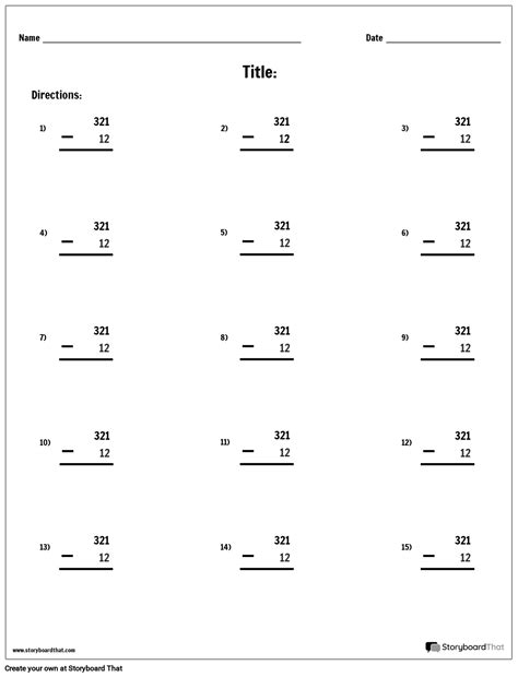 Create Free Subtraction Worksheets By Storyboardthat