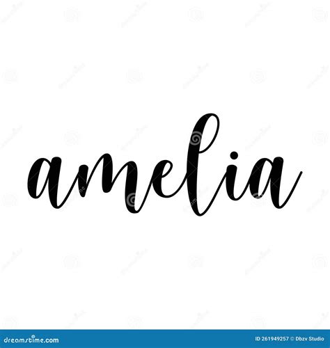 Amelia Name Text Word With Love Heart Hand Written For Logo Typography Design Template Cartoon