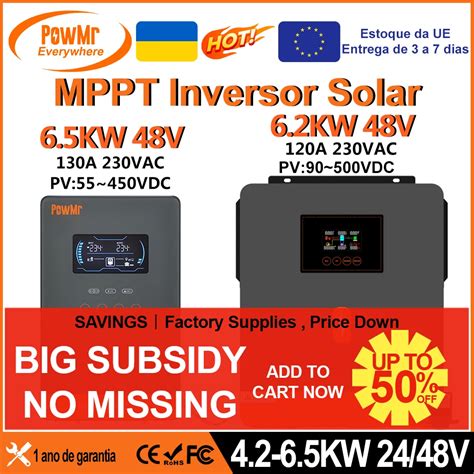 PowMr Inversor Solar H Brido 6 5KW 4 5KW 6 2KW 48V 24V A 230VAC