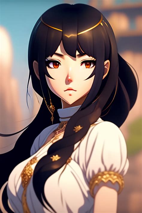 Anime Girl Black Hair Gold Eyes