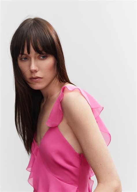 Ruffles Slit Dress Women Mango Usa