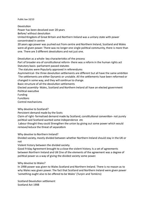 Devolution Lecture Notes 10 Public Law 10 10 Devolution Power Has