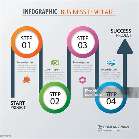 Templat Infografis Linimasa Bisnis Jalan Ilustrasi Stok Unduh Gambar Sekarang Abu Abu Arah