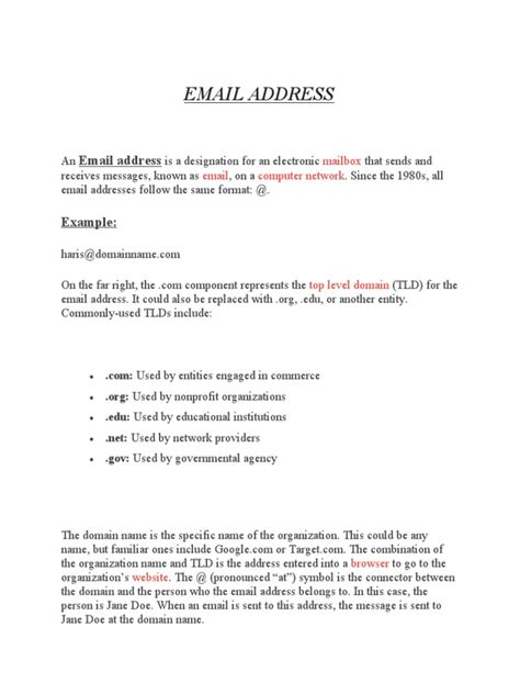Email Assignment Pdf Domain Name Email Address