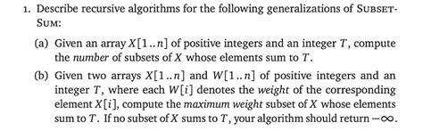 Solved 1 Describe Recursive Algorithms For The Following