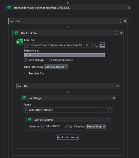 sort excel table without moving total row activities uipath