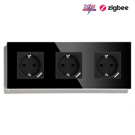 Характеристики Розетка Zigbee тройная с Usb и Type C входами быстрая зарядка 20w Умный