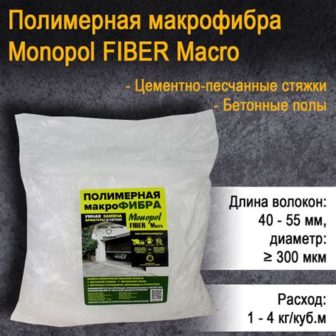 Макрофибра полимерная Monopol FIBER Macro фибра для бетона (фасовка: 1 ...