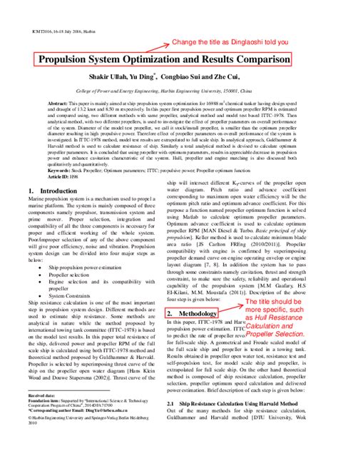 Pdf Propulsion System Optimization And Results Comparison