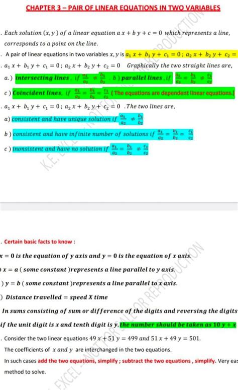 Chapter 3 Pair Of Linear Equations In Two Variables Each Solution X